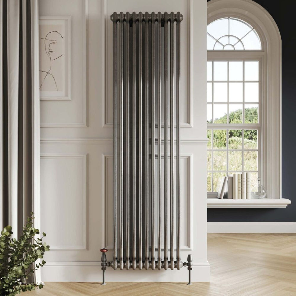 Luxe81 2 Column Raw Metal Vertical Designer Radiator – Tiles and Beyond ...