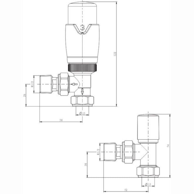 Luxe81 Brushed Brass Angled TRV Radiator Valves Twin Pack – Tiles and ...