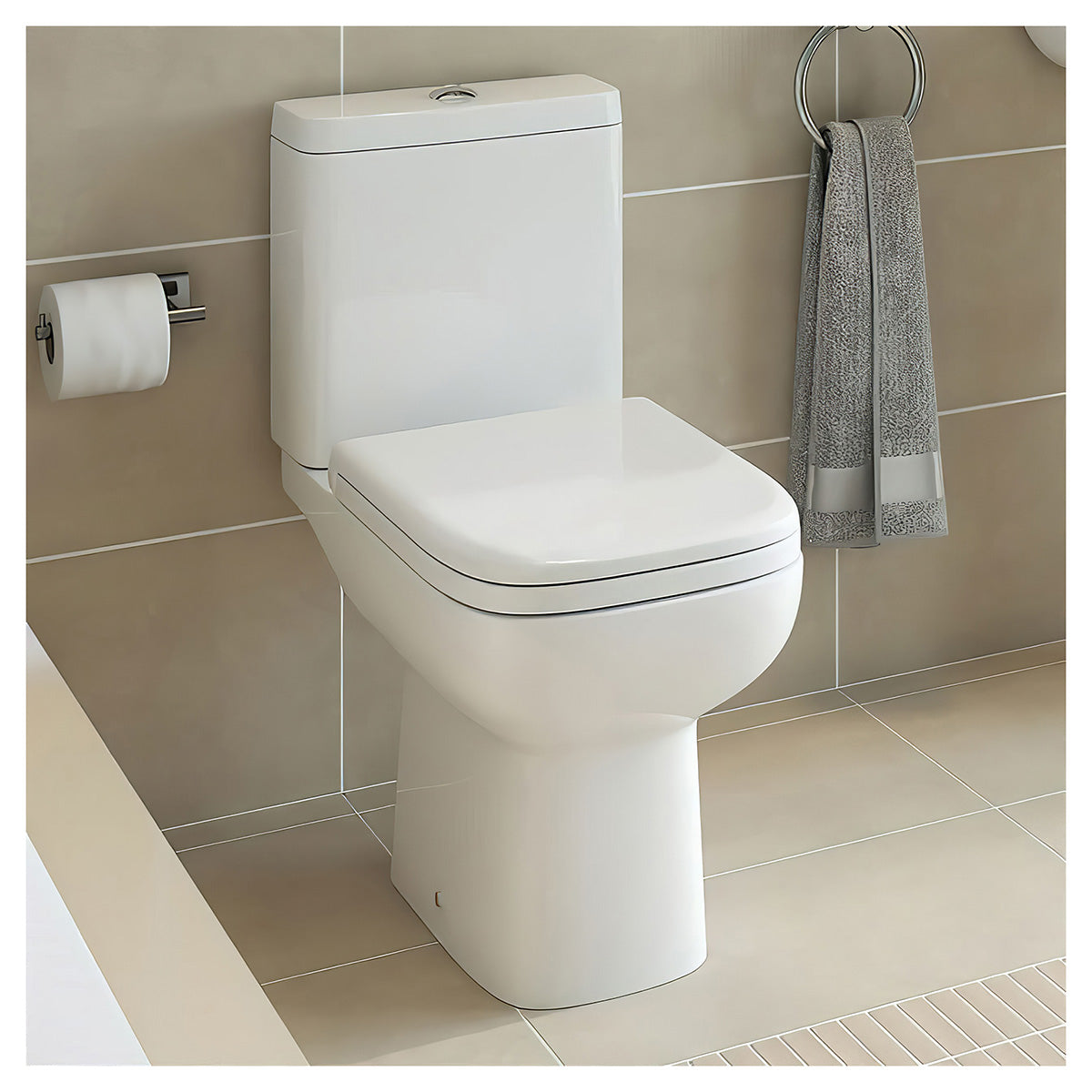 Essential Violet White Close Coupled WC With Cistern And Soft Close Se ...