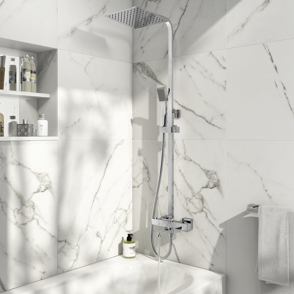 Luxe81 Block Square Rigid Riser Shower with Bath Filler – Tiles and ...